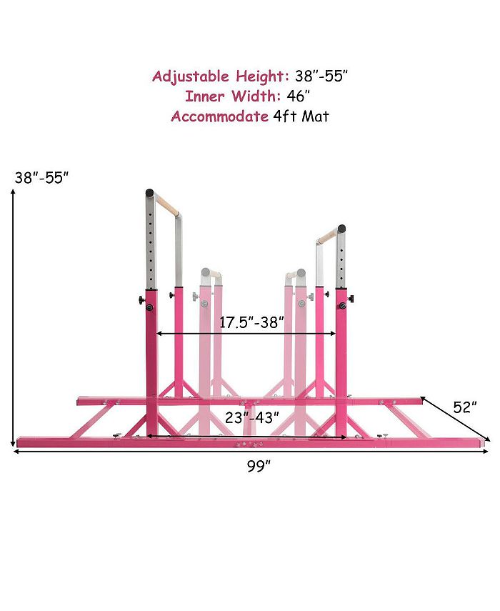 Costway Kids Gymnastics Parallel Bars Double Horizontal Bars Adjustable ...