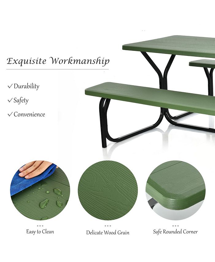 Costway Picnic Table Bench Set Outdoor Backyard Garden Party Dining All ...