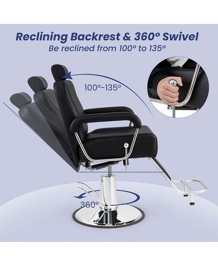 Costway Adjustable Barber Chair Hydraulic Salon Chair with Reclining ...