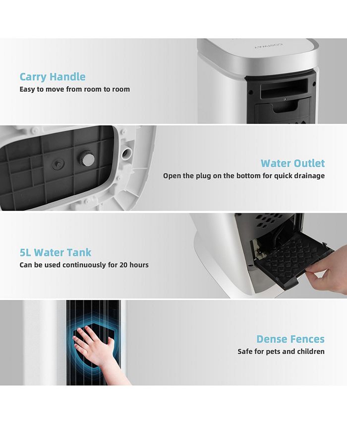 Costway 3-In-1 Portable Evaporative Air Cooler 40'' Bladeless Cooling ...