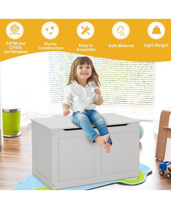 Costway Wooden Kids Toy Storage Box Sitting Top Chest Organizer - Macy's