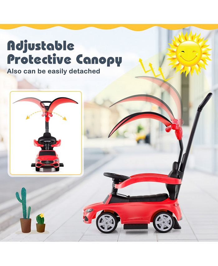 Costway 3 in 1 Ride on Push Car Mercedes Benz Toddler Stroller Sliding ...