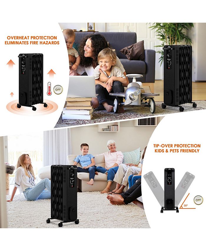 Costway 1500W Oil-Filled Heater Portable Radiator Space Heater - Macy's