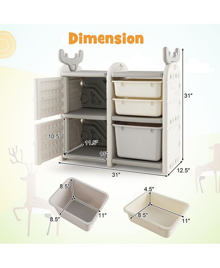 Slickblue 31 Inch Toy Chest and Bookshelf for Toddlers with Enclosed ...