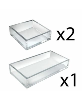 AZAR DISPLAYS Deluxe Tray 3 Piece Set - Square Trays and Large Tray ...