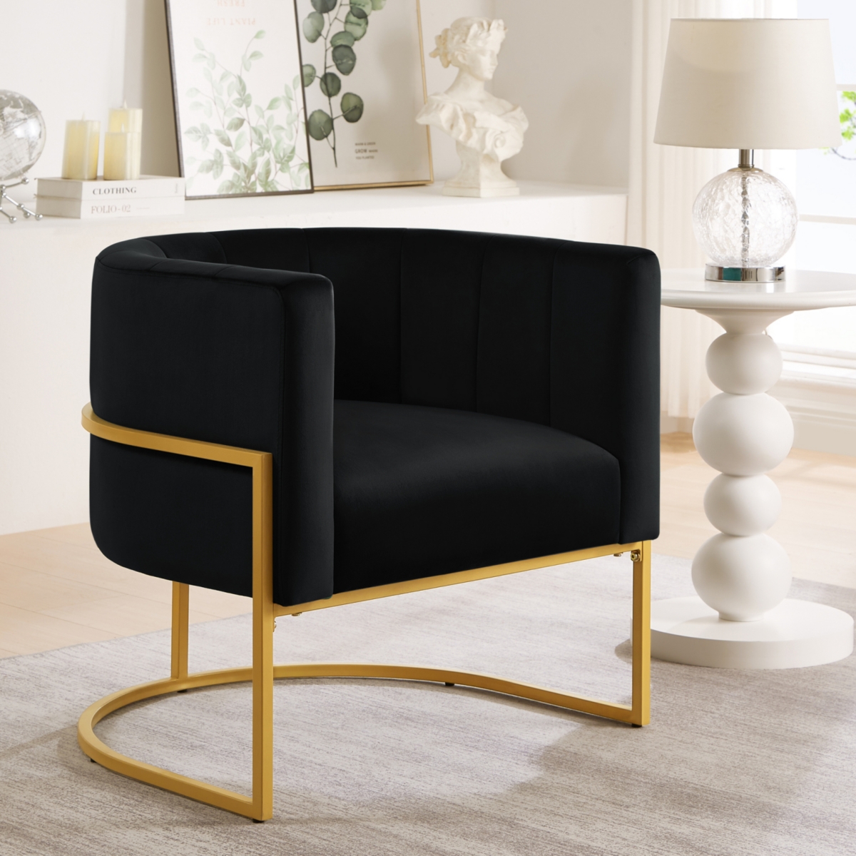 Click here for Simplie Fun Golden Metal Accent Chair with Velvet... prices