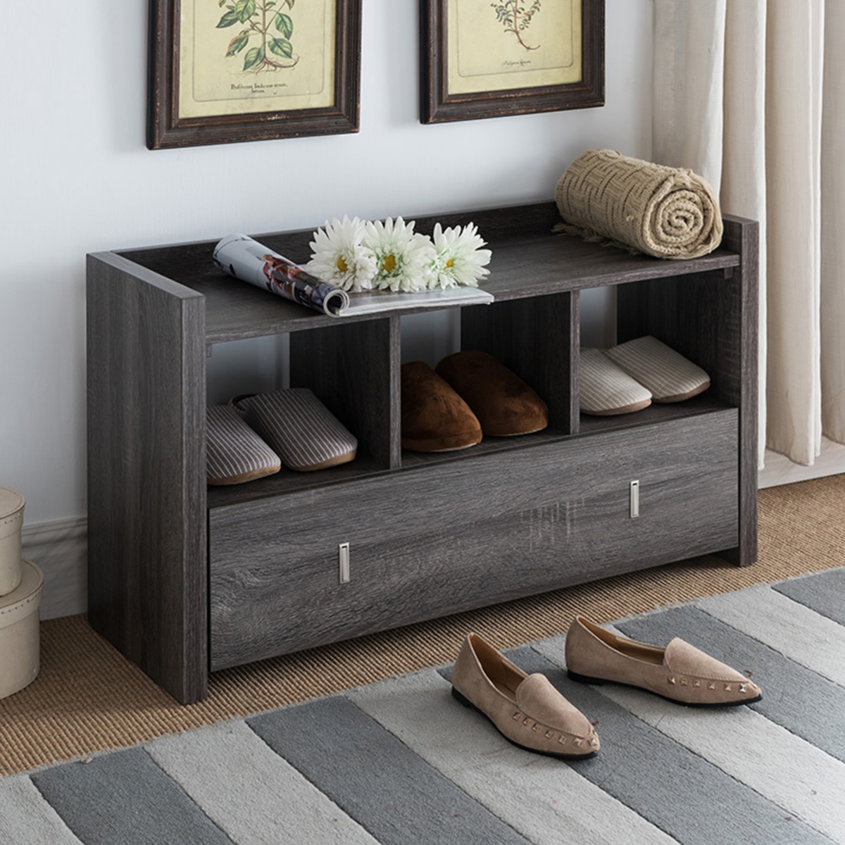 Click here for Shoe Bench Distressed Grey - Grey prices