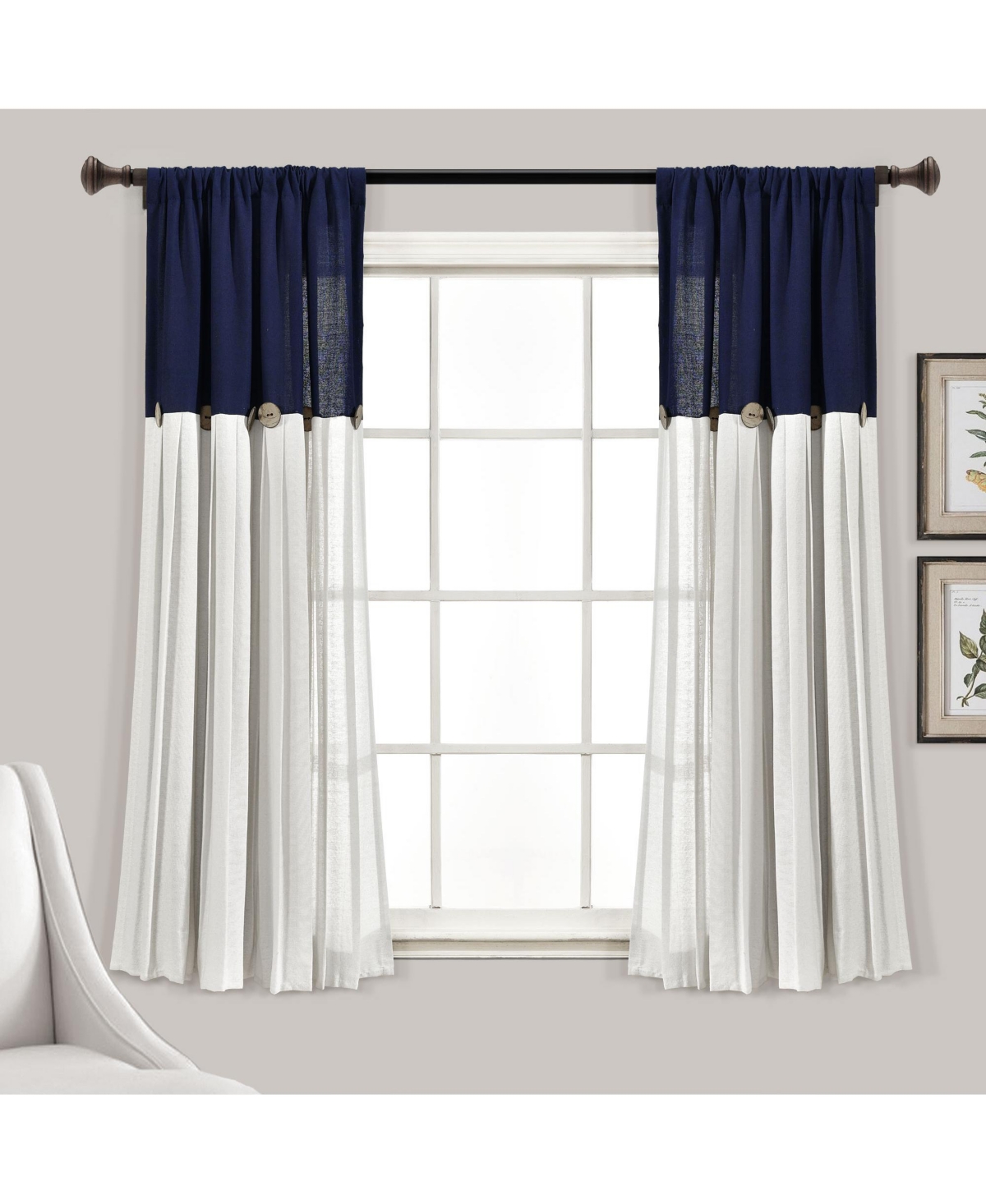 Click here for Lush Decor Linen Button Window Curtain Panels - Na... prices