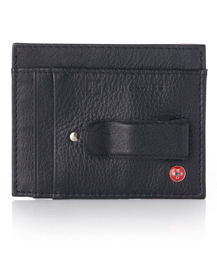 Alpine Swiss Men's Leather RFID Spring Money Clip Front Pocket Wallet ...