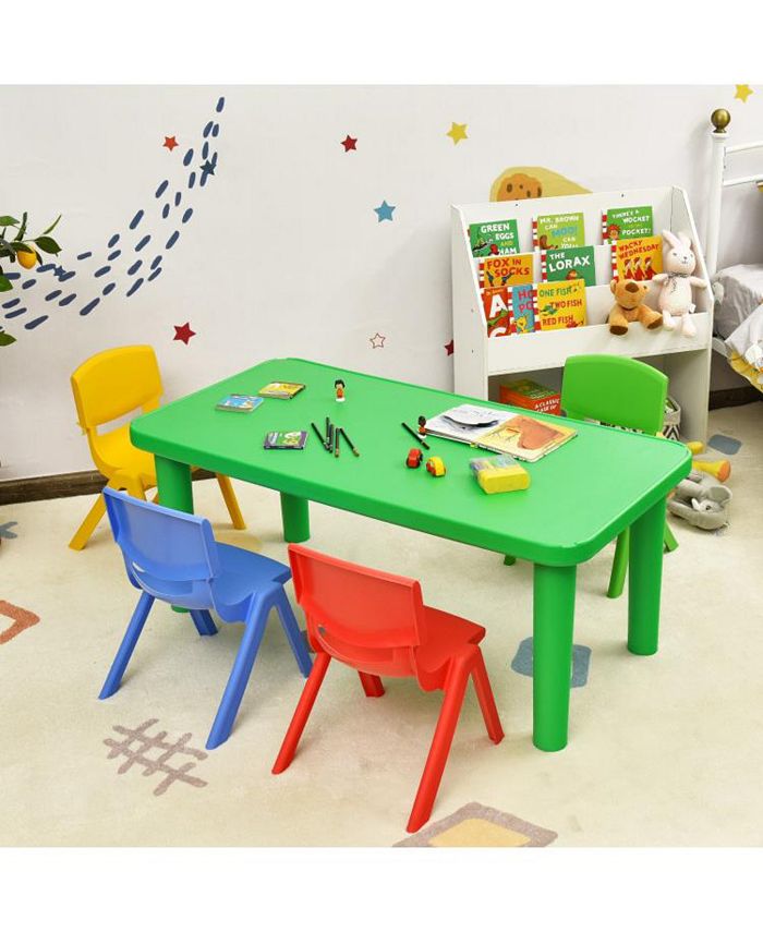 Slickblue Kids Colorful Plastic Table and 4 Chairs Set - Macy's