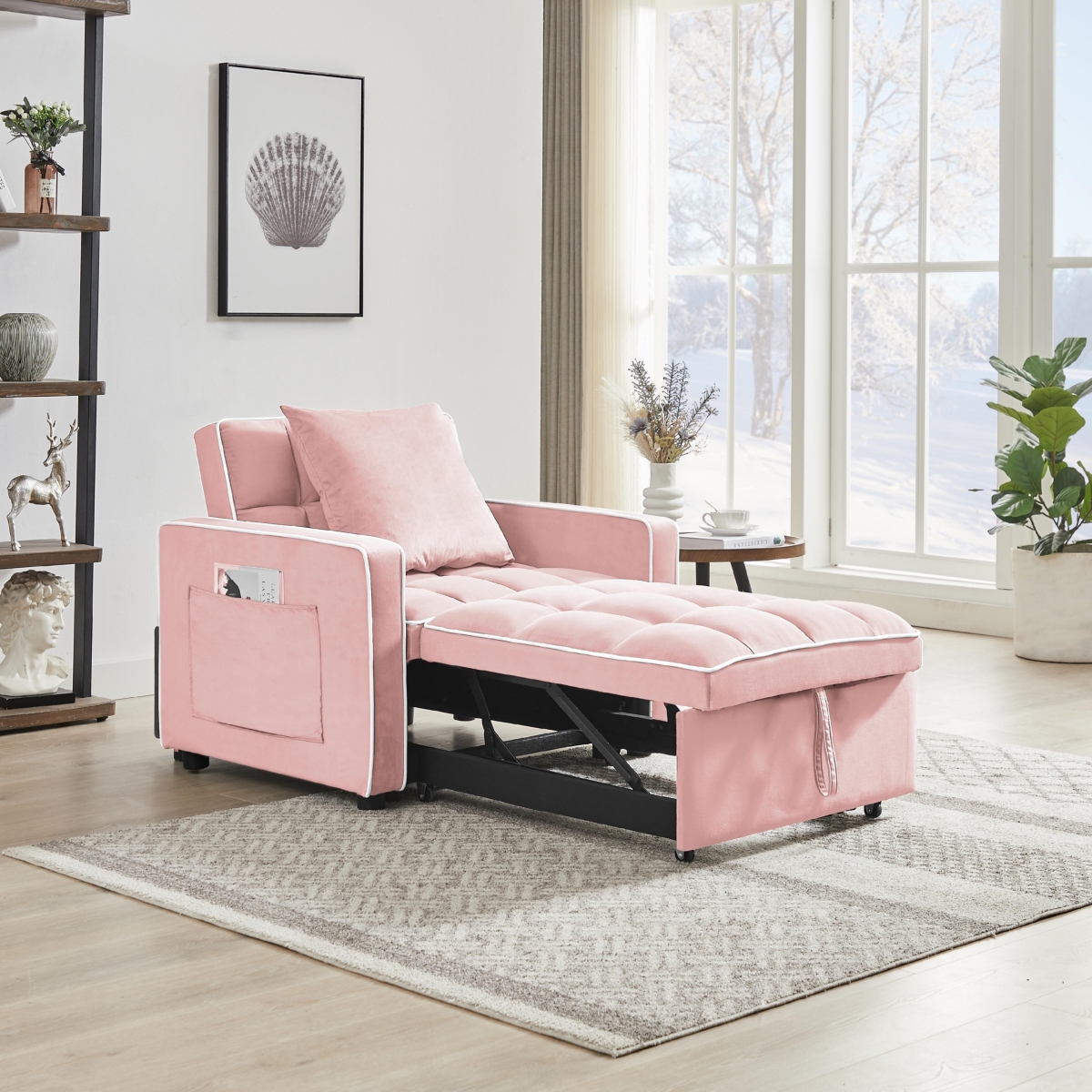 Click here for Streamdale 3-in-1 Folding Sofa Bed Chair (Pink) -... prices