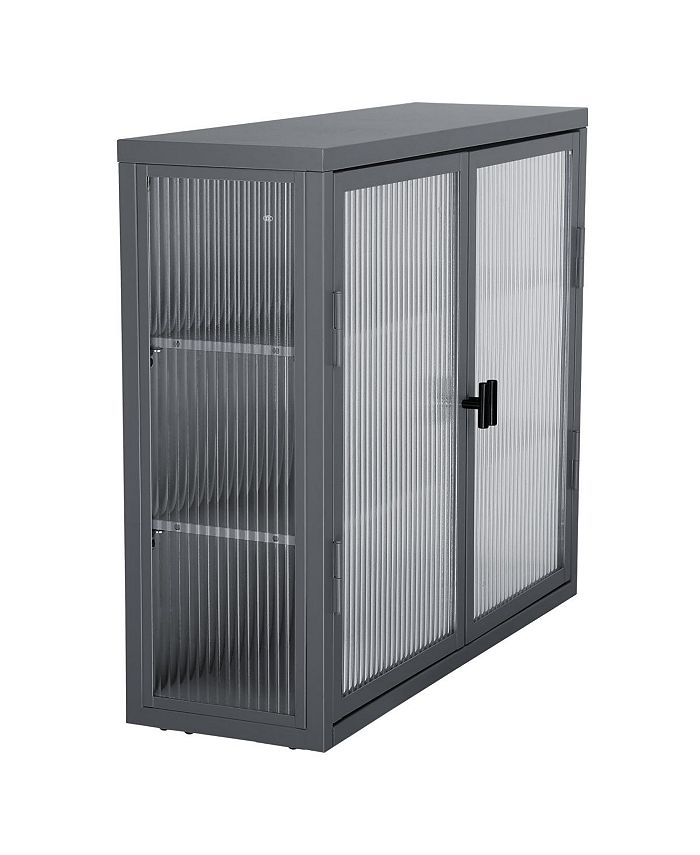 Simplie Fun Retro Style Haze Double Glass Door Wall Cabinet Macys 7528