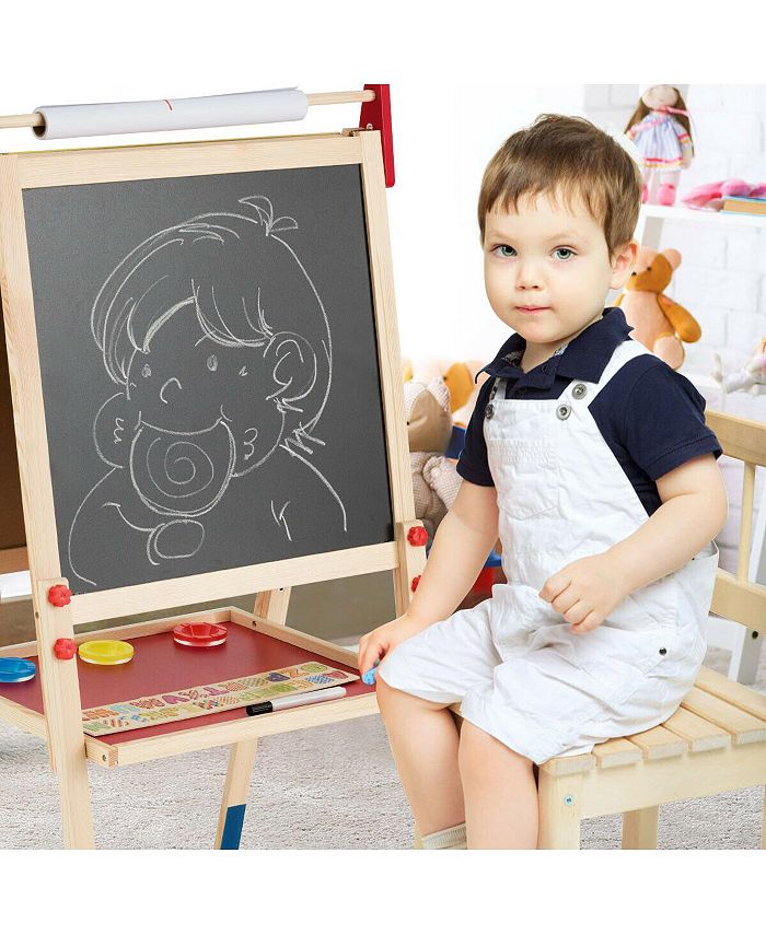 Slickblue All-in-One Wooden Height Adjustable Kid's Art Easel with ...