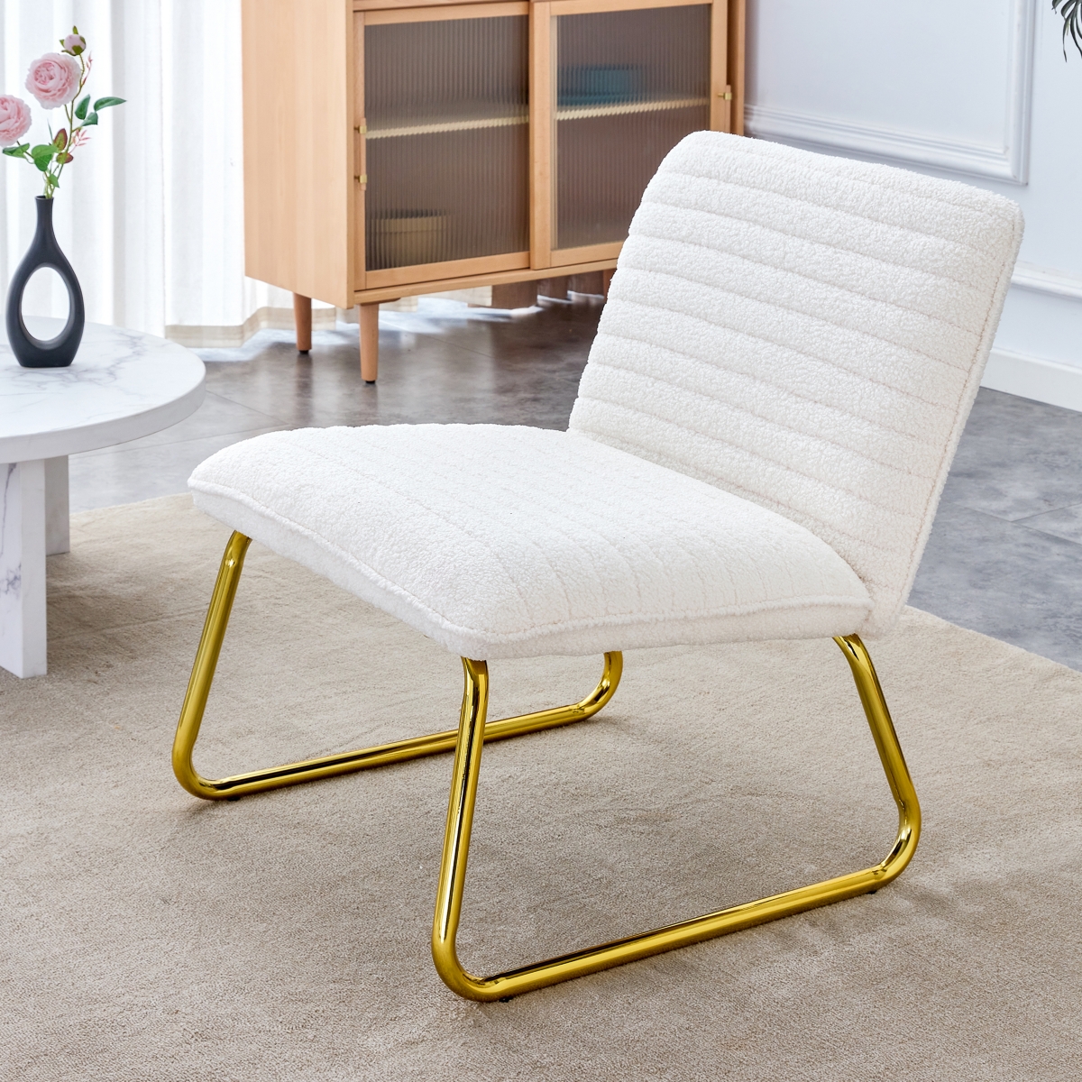 Click here for White armless sofa chair with gold legs. Versatile... prices