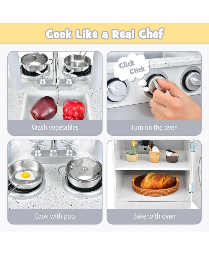 SUGIFT Chef Pretend Kitchen Playset with Cooking Oven and Sink for ...