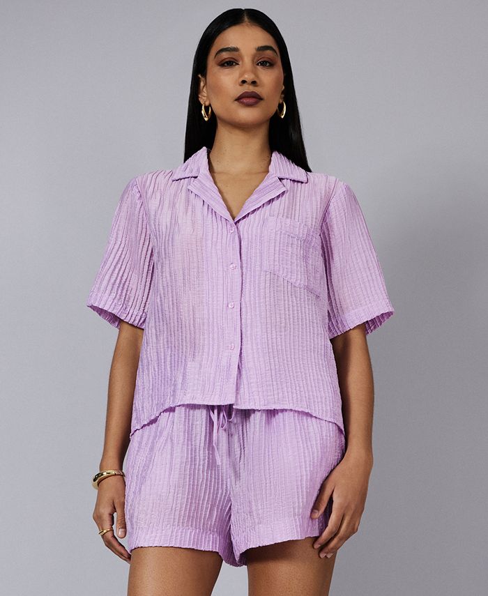 BCBG NEW YORK Women's Plisse Paper Bag Short - Macy's