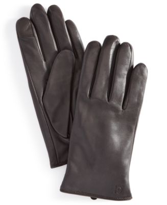 Cole Haan Leather Cashmere Blend Lined Basic Tech Tip Gloves - Macy's