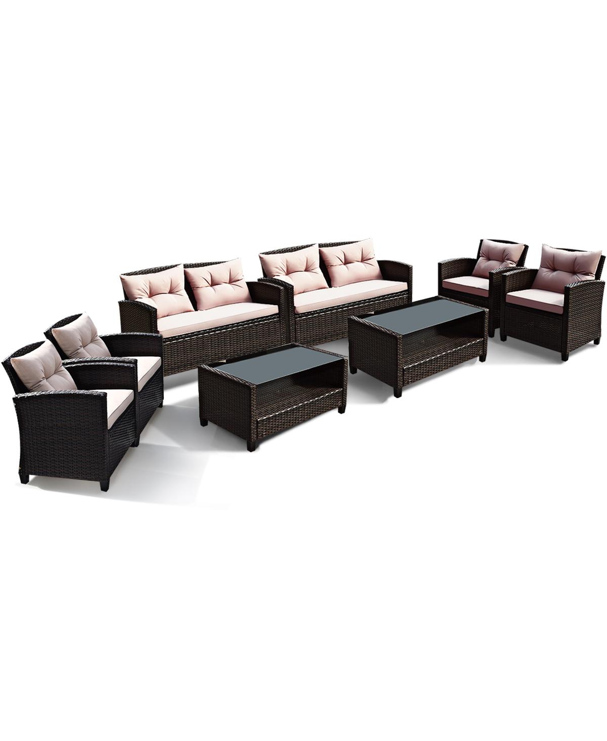 Click here for 8PCS Outdoor Rattan Furniture Set Cushioned Sofa A... prices