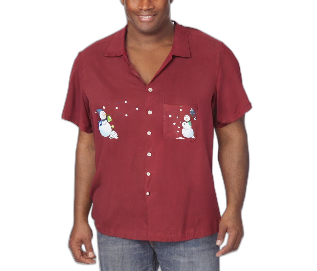 Click here for KingSize Tall Printed Camp Shirt - Snowball fight prices