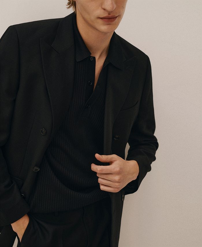 MANGO Men's Linen Lyocell Double-Breasted Suit Blazer - Macy's