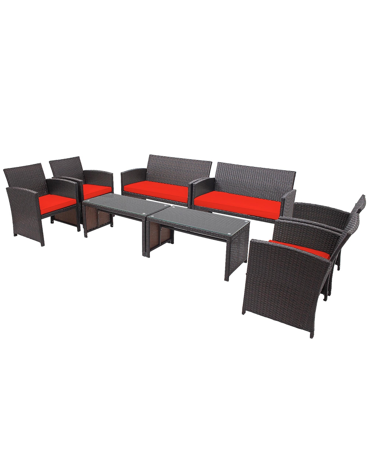 Click here for 8PCS Patio Rattan Furniture Set Cushioned Chair So... prices