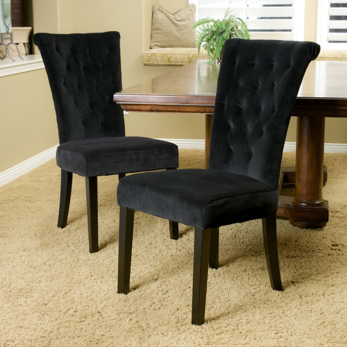 Click here for Simplie Fun Elegant Tufted Flared Black Velvet Din... prices