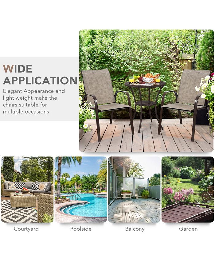 Gymax Set of 2 Patio Chairs Dining Chairs w/ Steel Frame Yard Outdoor ...