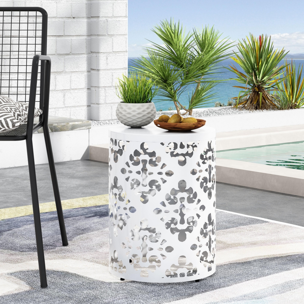 Click here for Streamdale Airy Modern Side Table with Iron Cut Fl... prices