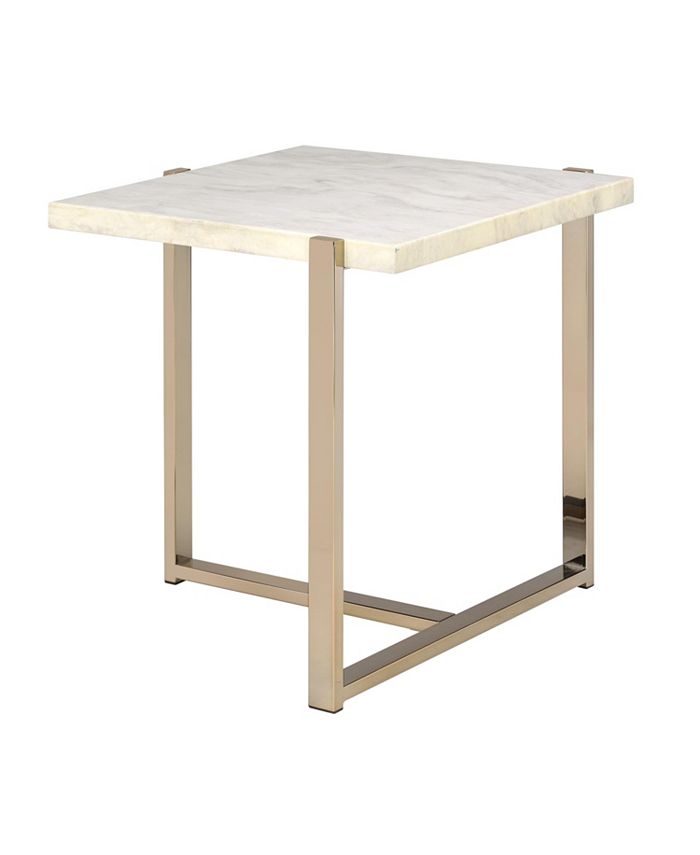 Simplie Fun Feit End Table in Faux Marble & Champagne - Macy's