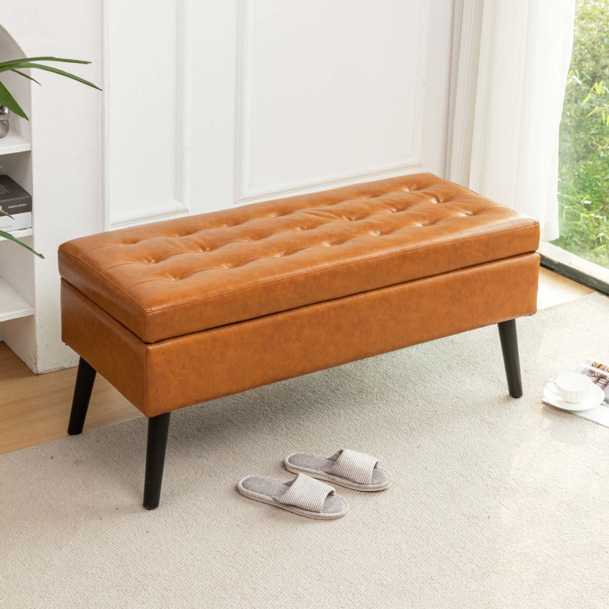Click here for Tufted Beige Storage Bench with Spacious Hidden Co... prices