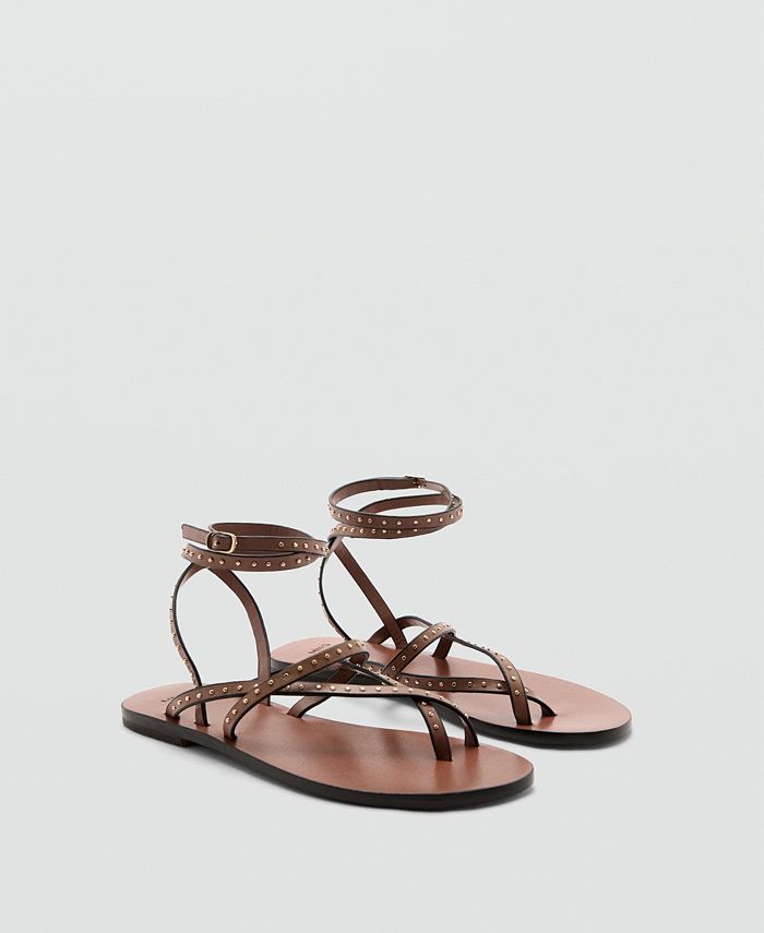 MANGO Women's Leather Straps Sandals - Macy's