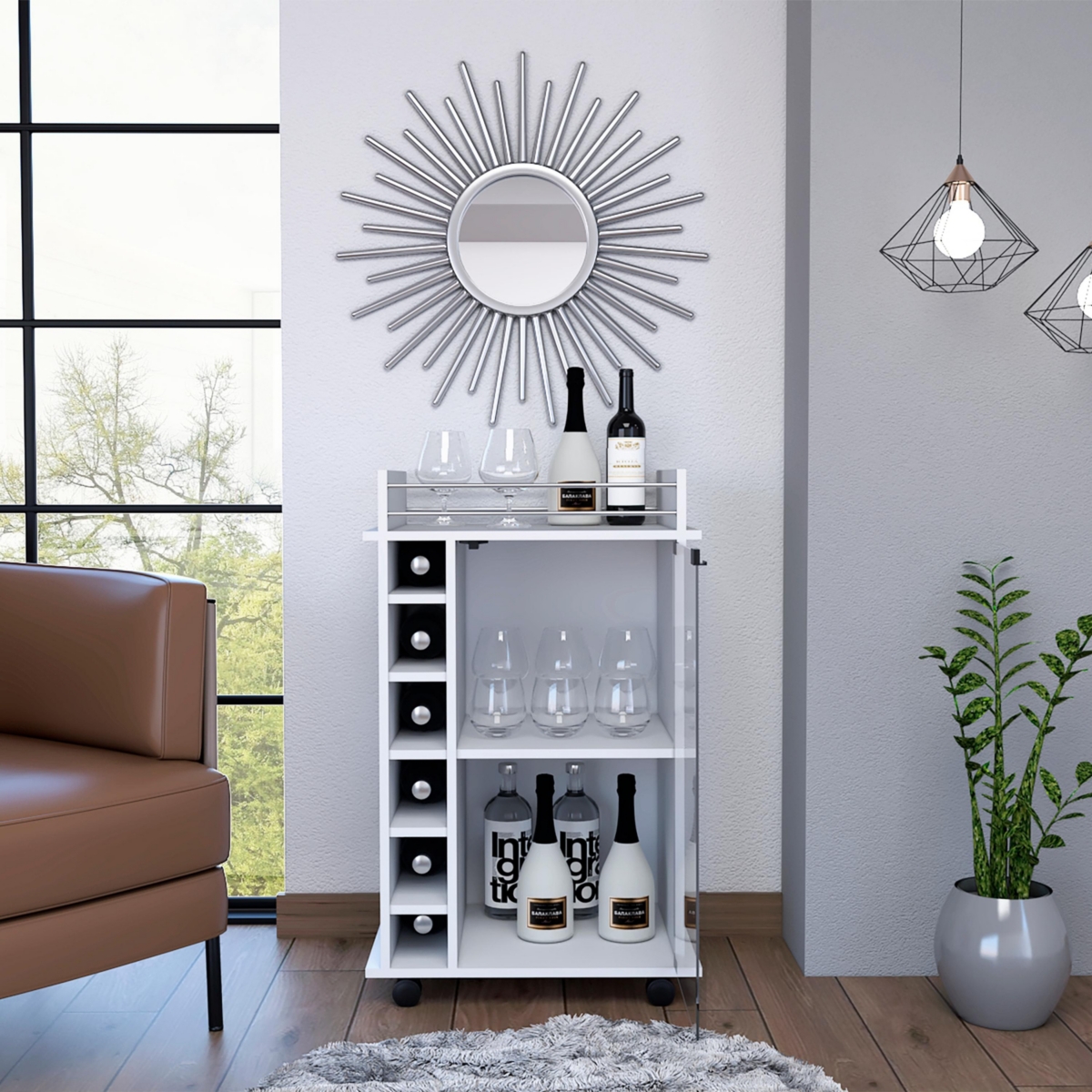 Click here for Streamdale Savannah 6-Bottle 3-Shelf Bar Cart Whit... prices