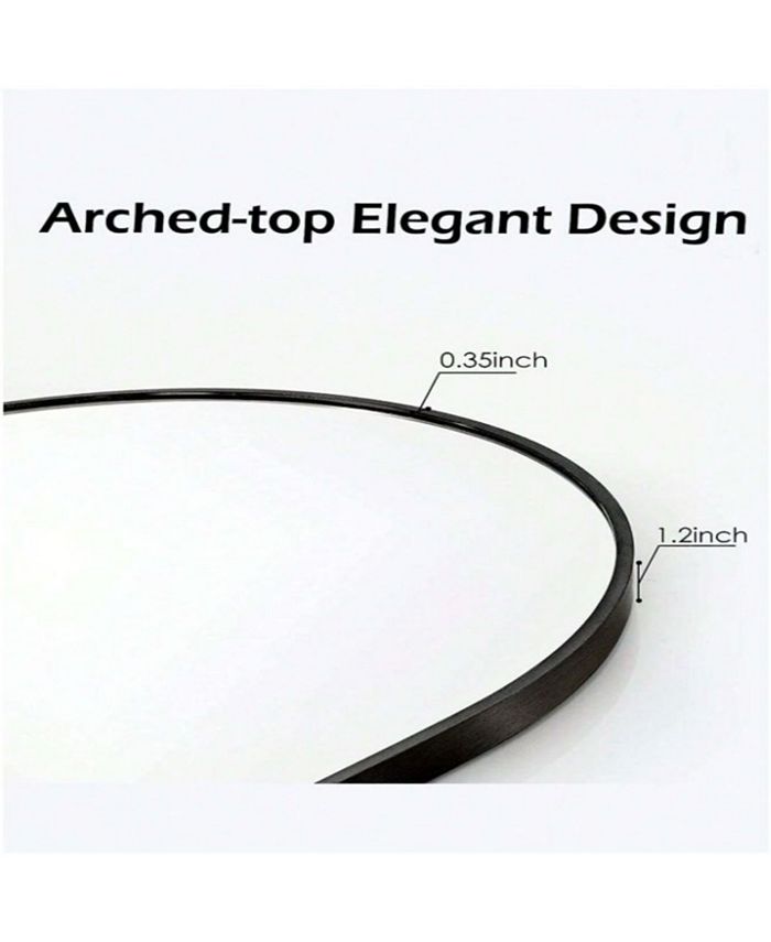 HOMLUX Arched Wall Mounted Mirror 26"x38" in Black - Macy's