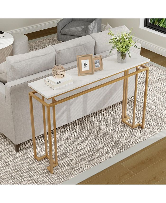 Slickblue Modern Entryway Table with Gold Heavy-duty Metal Frame and ...