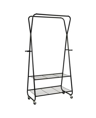 Slickblue Heavy Duty Clothes Rack on Wheels with Shelves-Black - Macy's