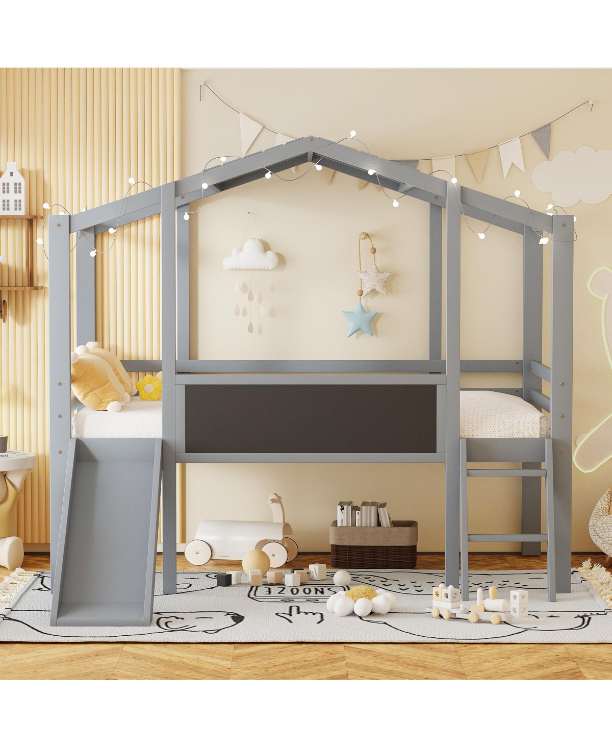 Click here for Streamdale Twin Loft Bed with Ladder  Slide  Black... prices