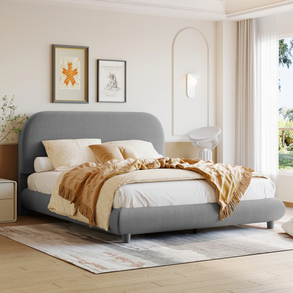 Click here for Teddy Fleece Platform Bed - Full - Gray prices