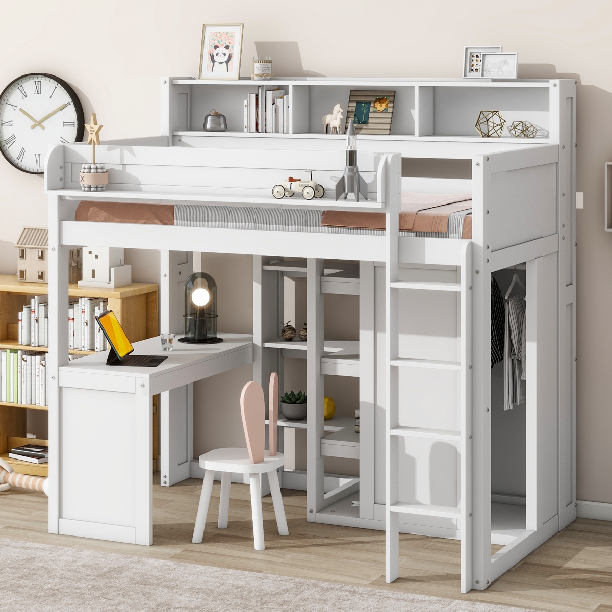Click here for Streamdale Wood Twin Size Loft Bed With Multiple S... prices