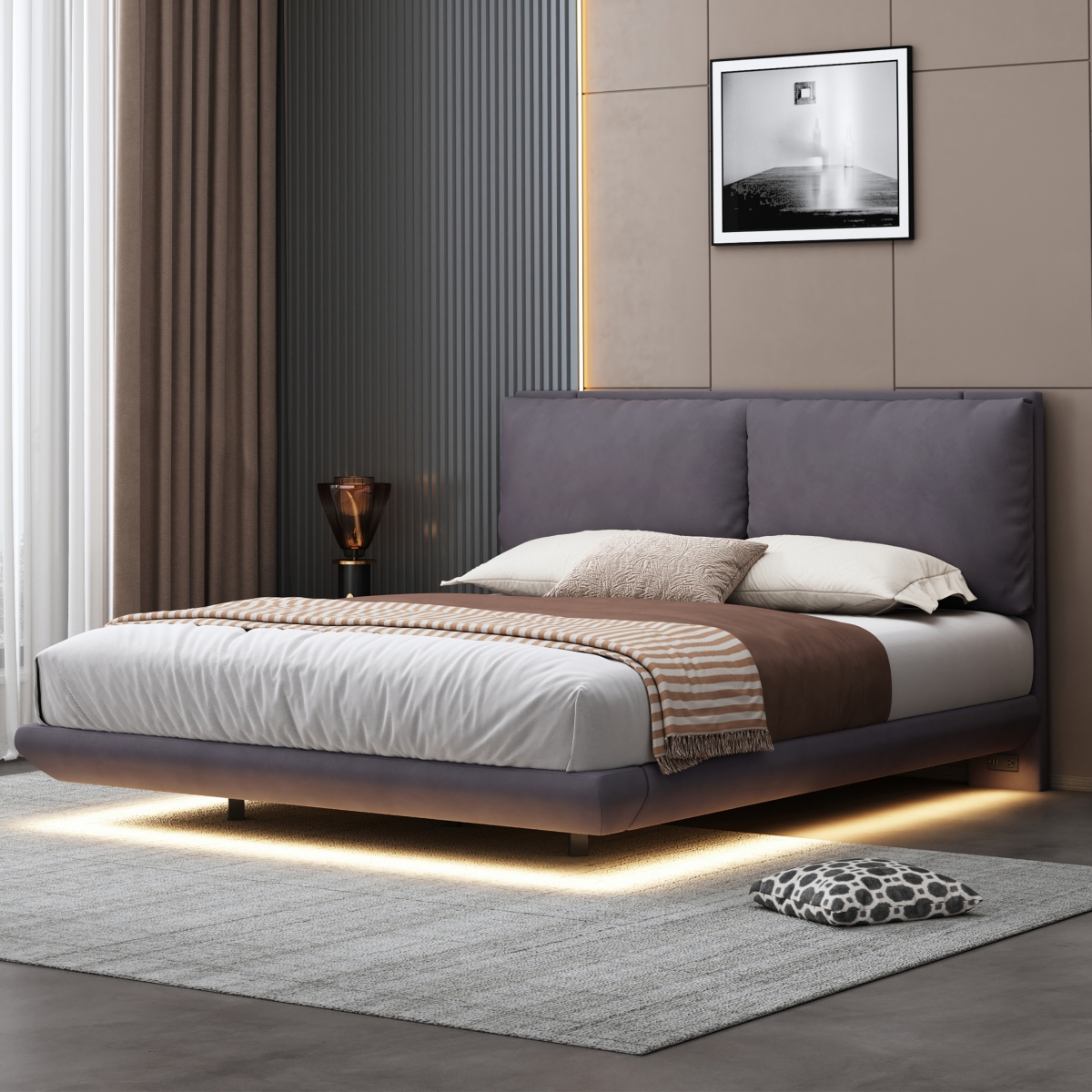 Click here for Streamdale Queen Size Platform Bed with Usb Ports... prices