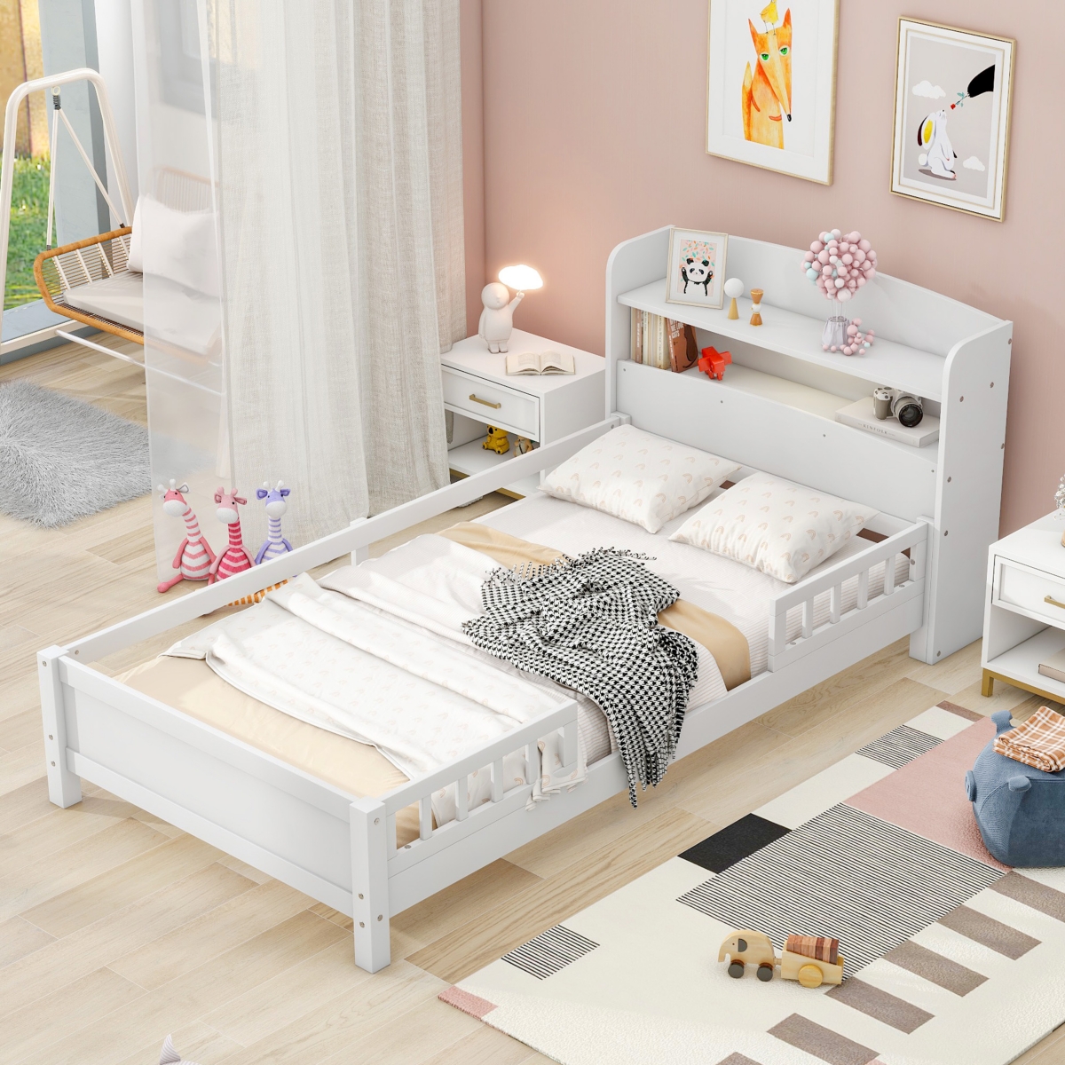 Click here for Streamdale Twin Platform Bed with Headboard Storag... prices