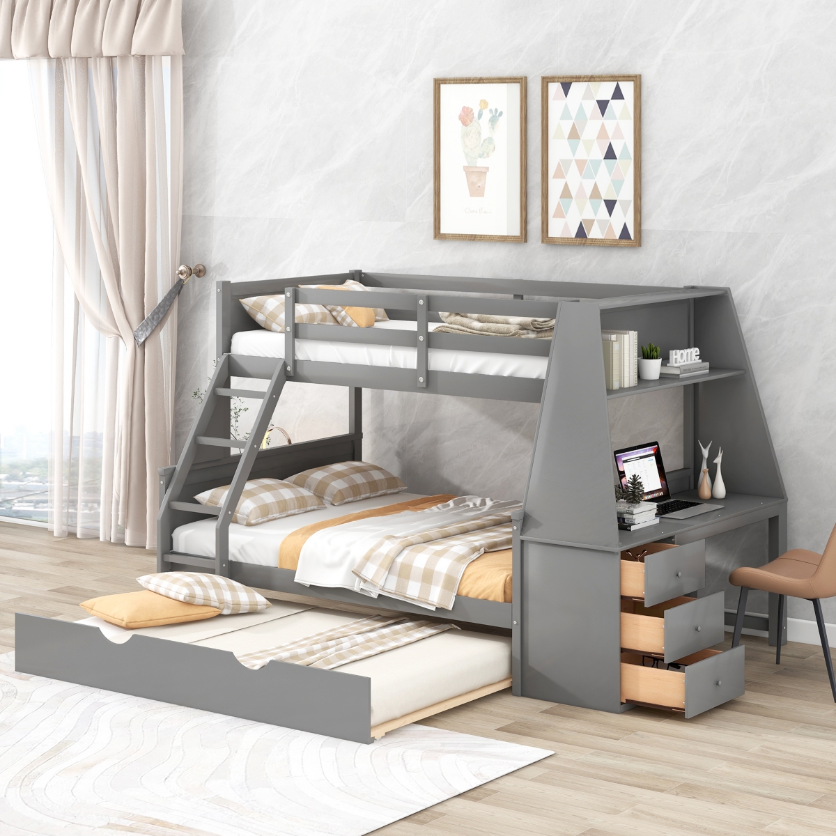 Click here for Streamdale 3-in-1 Bunk Bed with Desk  Trundle & St... prices
