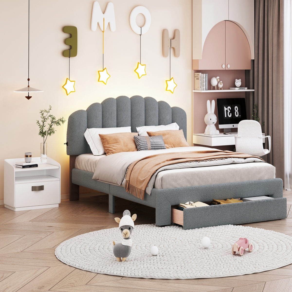Click here for Streamdale Teddy Fleece Queen Size Upholstered Pla... prices