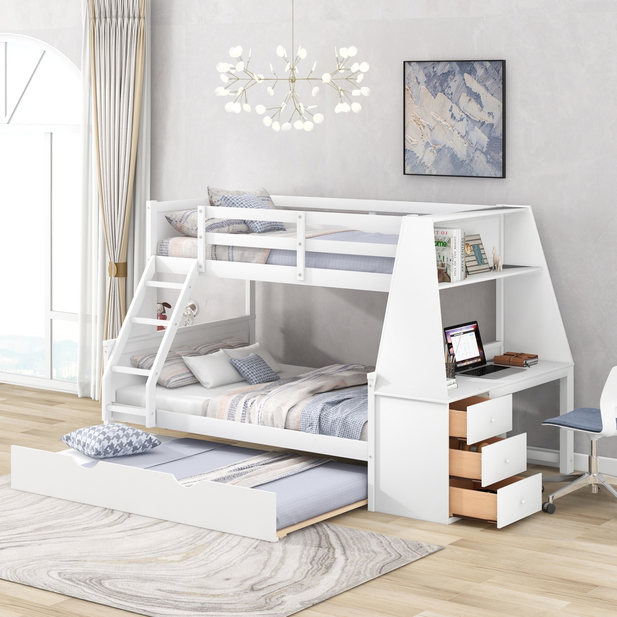Click here for Streamdale 3-in-1 Bunk Bed with Desk  Trundle & St... prices