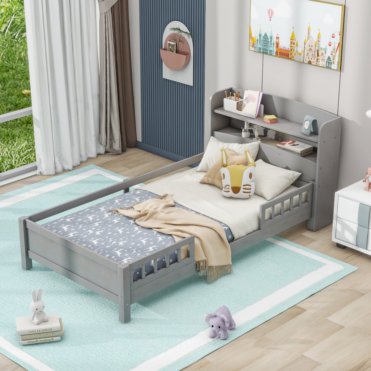 Click here for Streamdale Twin Platform Bed with Headboard Storag... prices