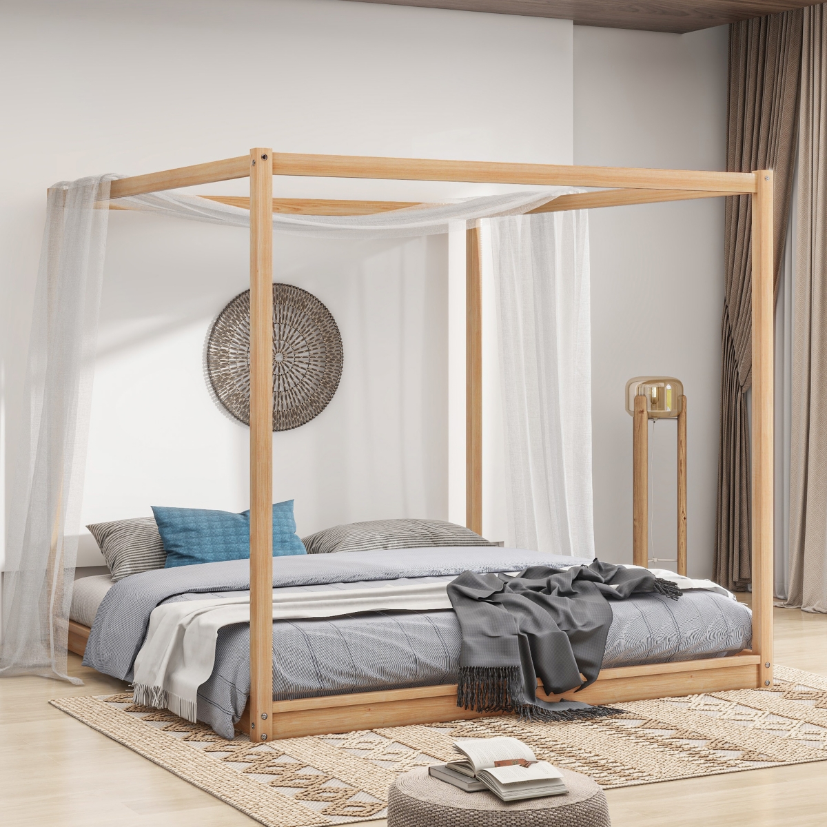 Click here for Streamdale King Size Canopy Platform Bed With Supp... prices