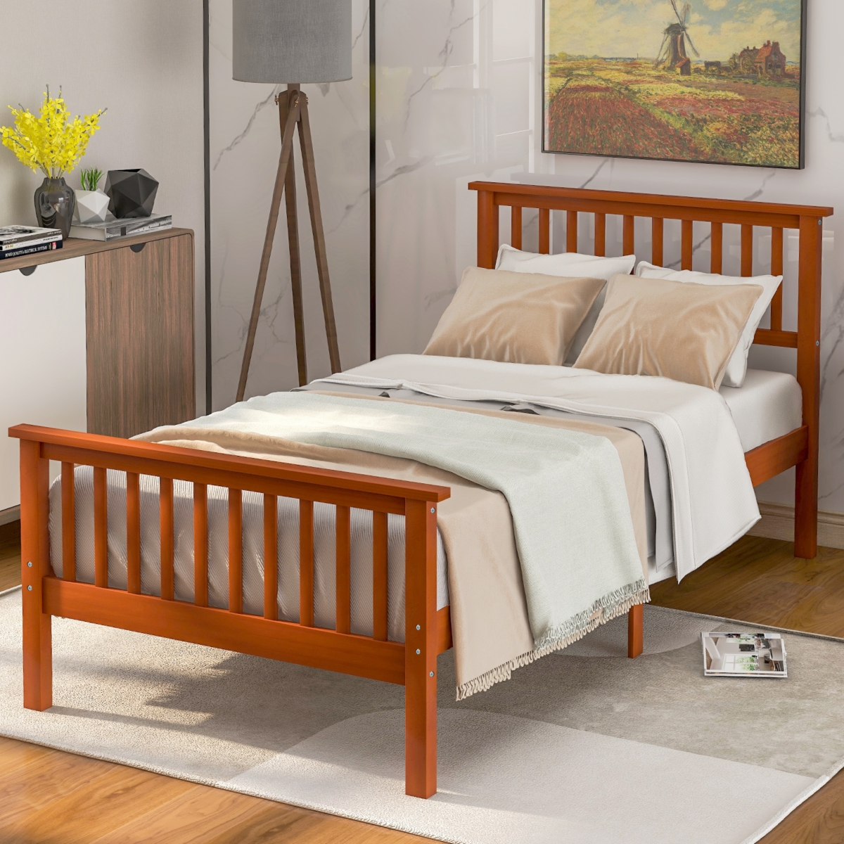 Click here for Streamdale Wood Platform Bed With Headboard And Fo... prices