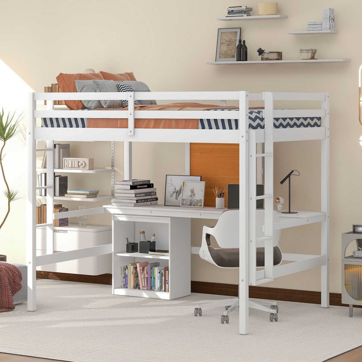 Click here for Streamdale Loft Bed with Desk & 2 Drawers - White prices