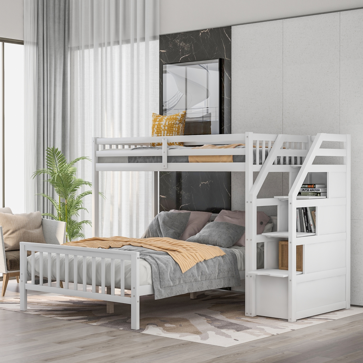 Click here for Streamdale Twin Over Full Loft Bed With Staircase... prices