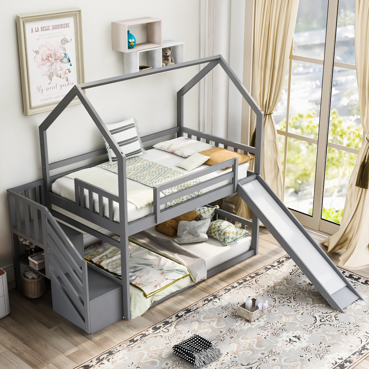 Click here for Streamdale Twin Convertible Bunk Bed with Slide an... prices