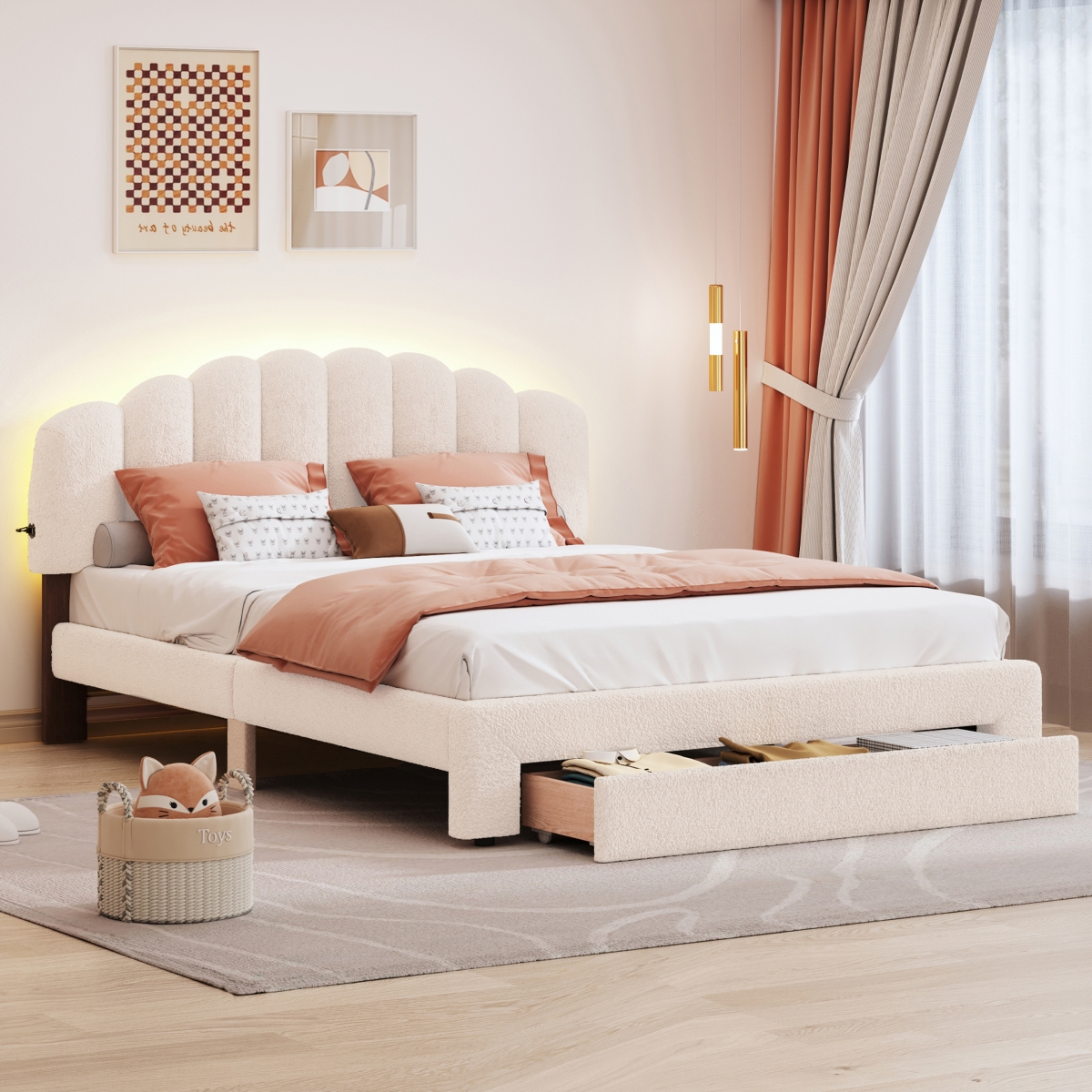 Click here for Streamdale Teddy Fleece Queen Size Upholstered Pla... prices